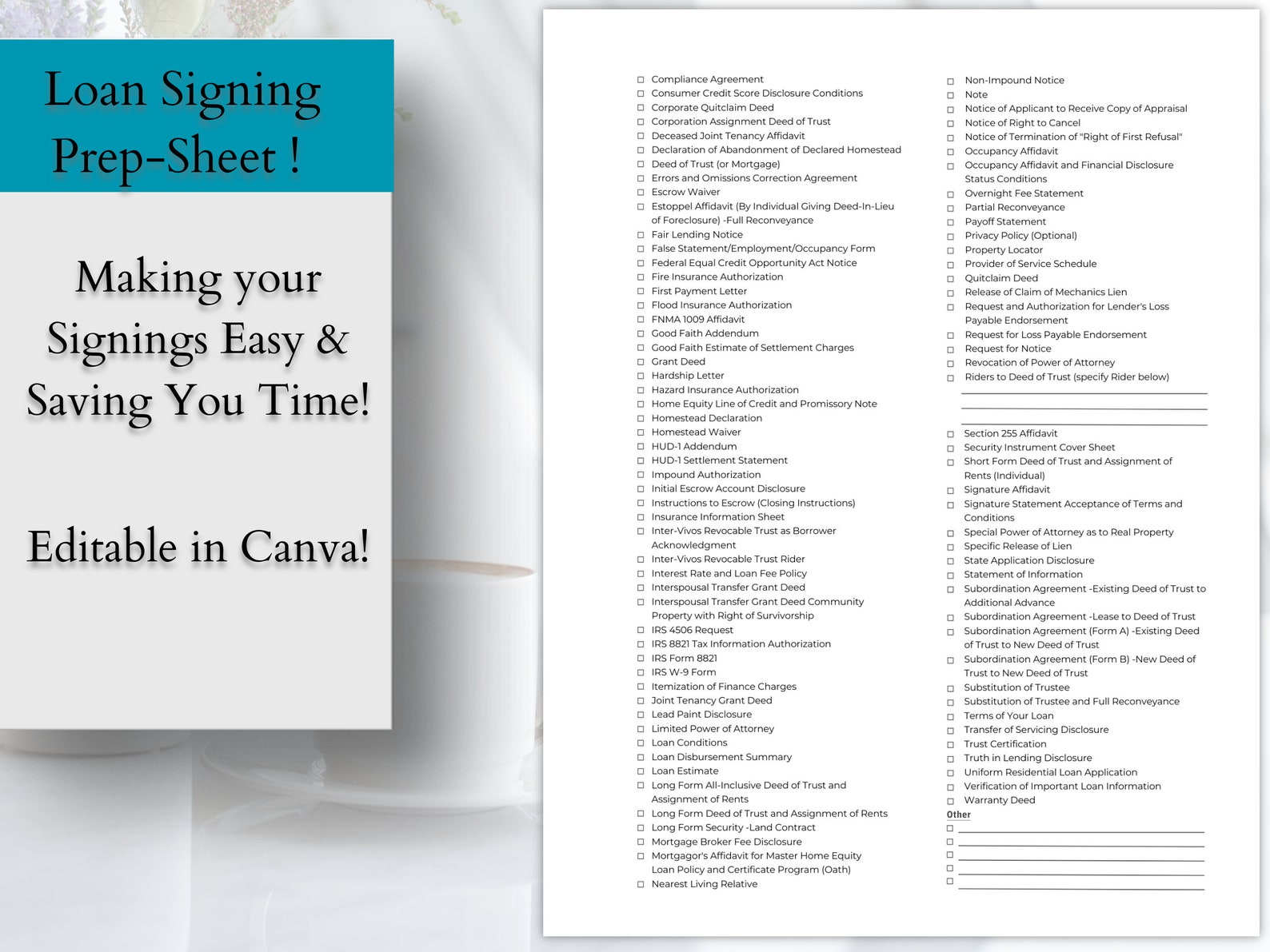 Notary Loan Signing Agent Prep Sheet Notary Signing Agent Checklist ...