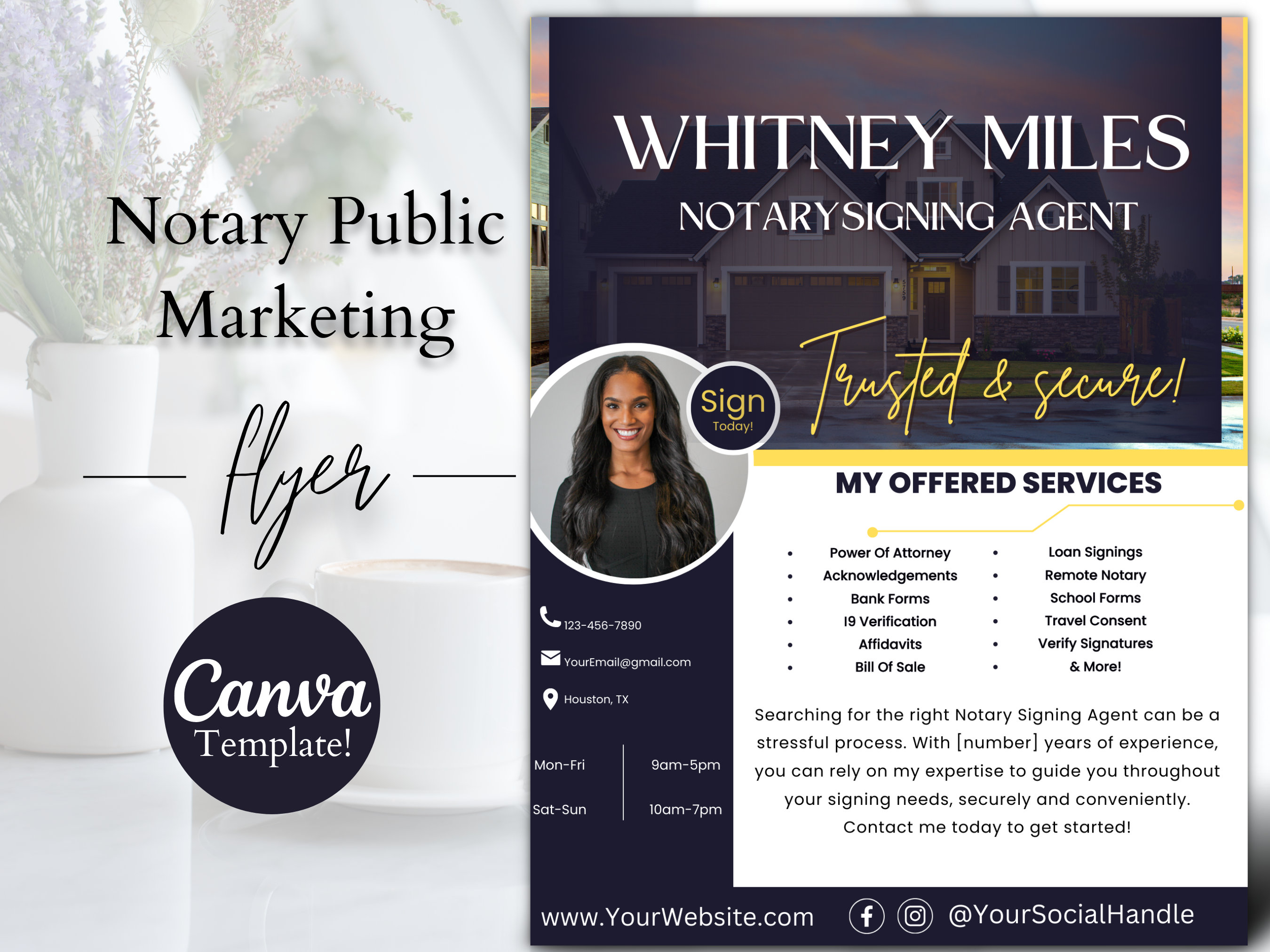 Notary Public Marketing Flyer Template: Canva Design (instant Download ...