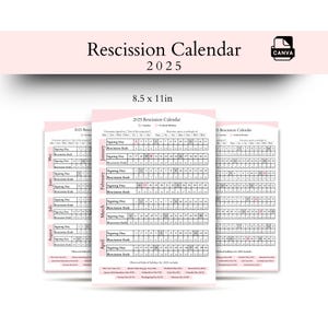 2025 Rescission Calendar: Notary Loan Signing Agent Tool (digital ...