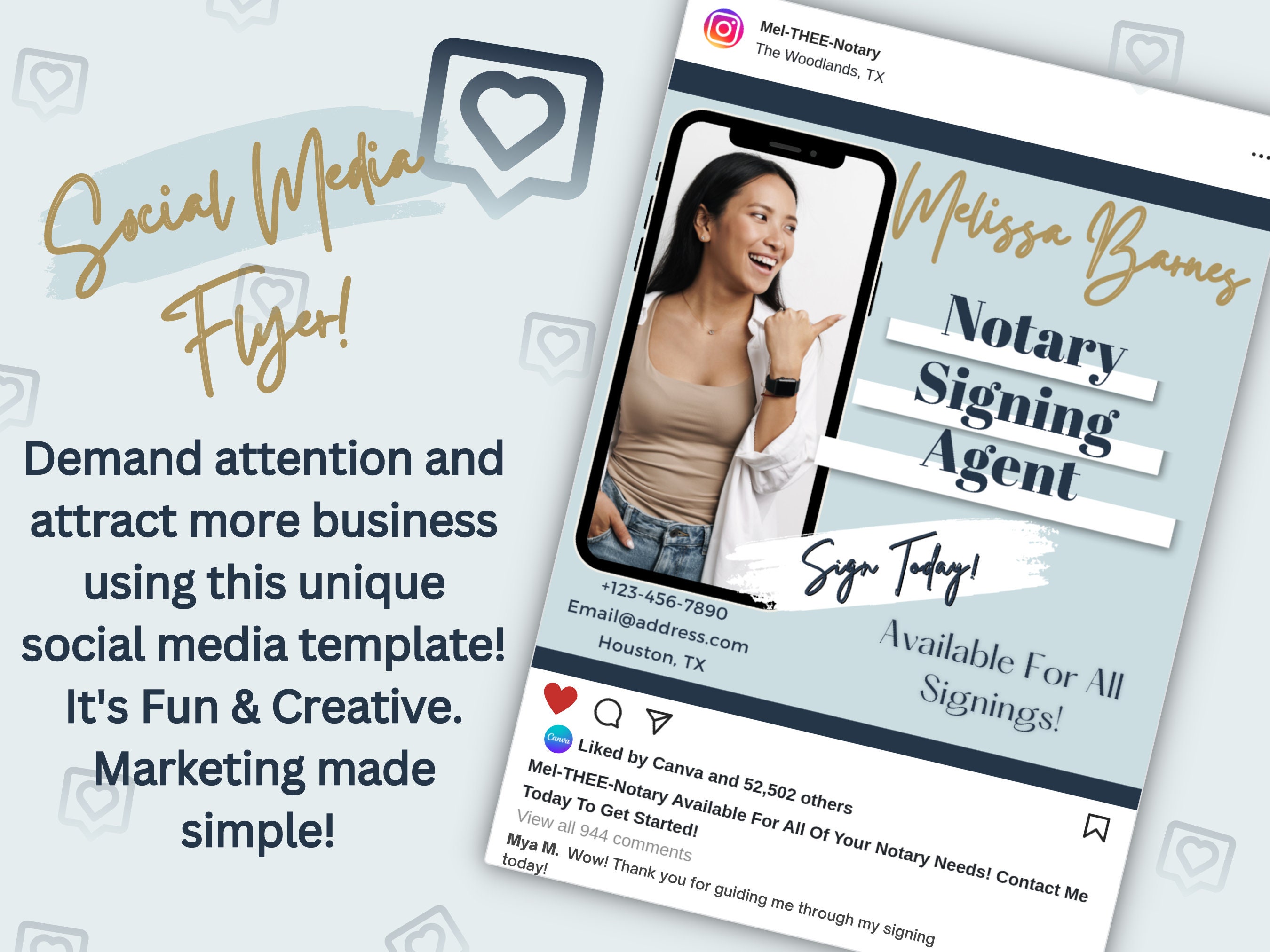 Notary Signing Agent Digital Flyer | Social Media Marketing | Editable ...