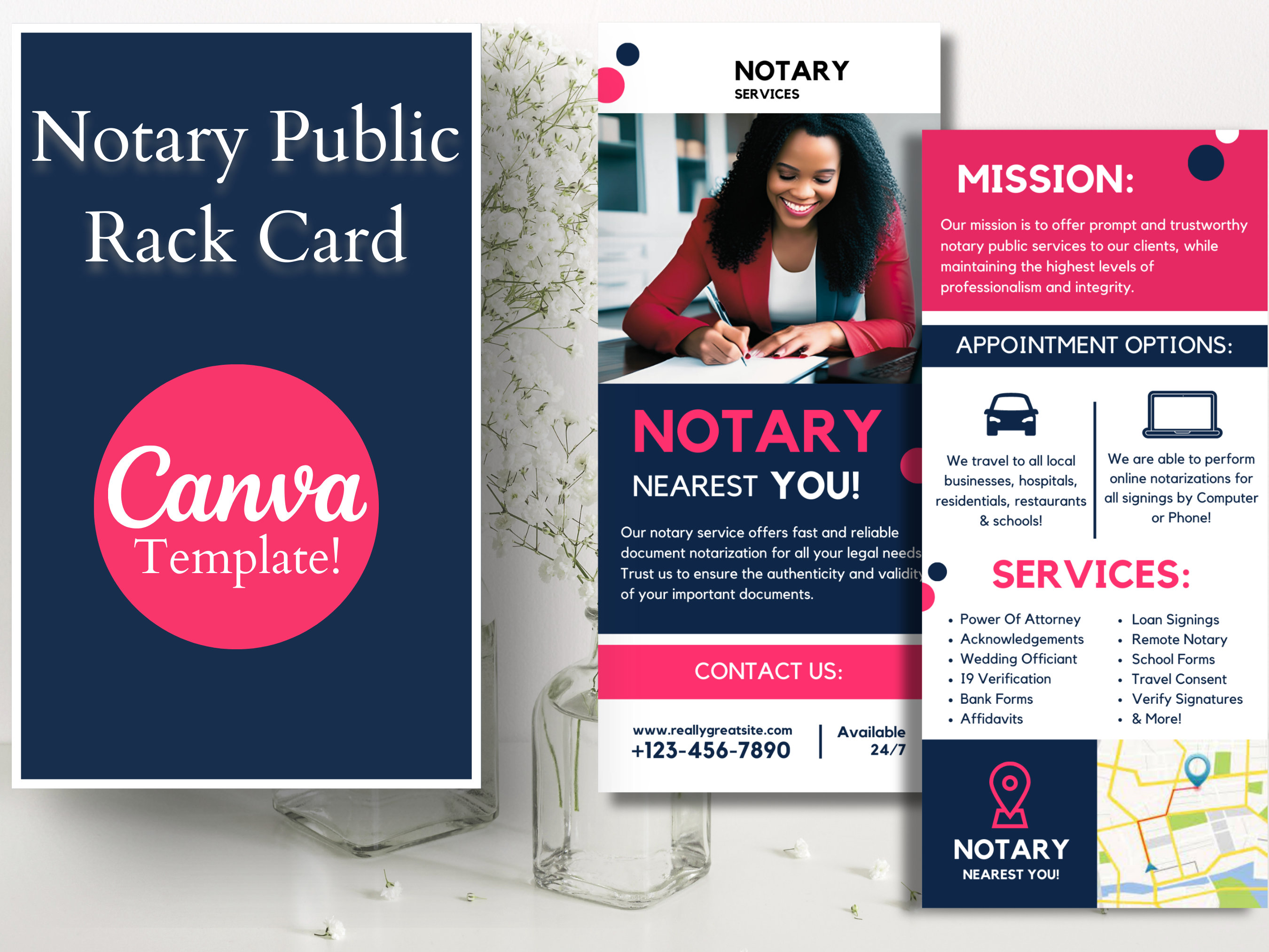 Notary Public Rack Card Template | Multipurpose Mobile Notary Brochure ...