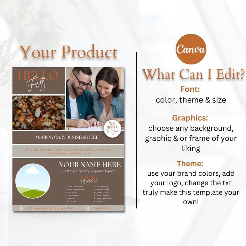 Fall Notary Public Flyer Template: Mobile Notary Marketing (instant ...