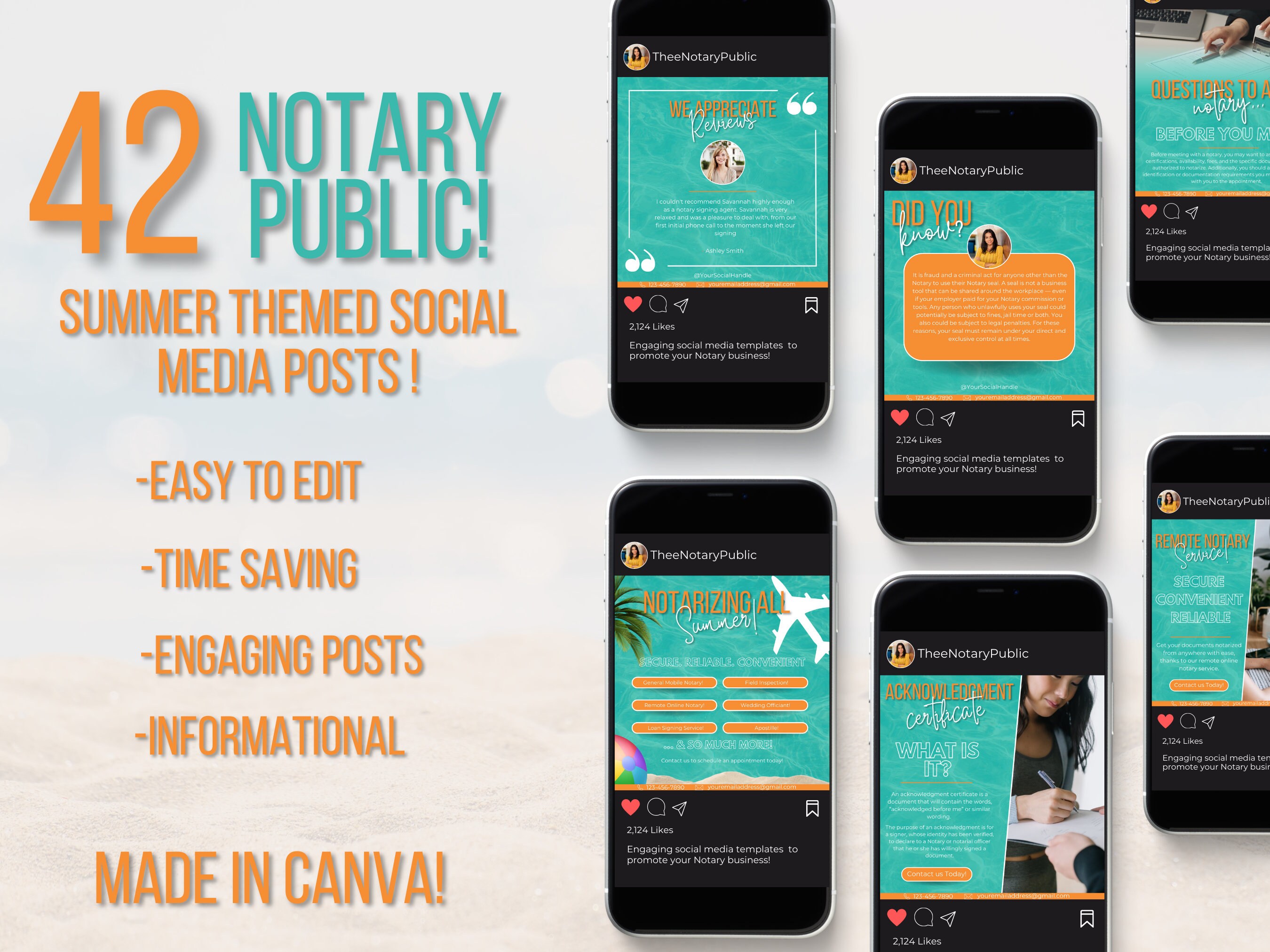 Notary Public Social Media Posts Engaging Mobile Notary Summer Content ...