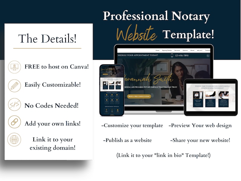 Notary Public Website Template: Professional Canva Design (digital ...