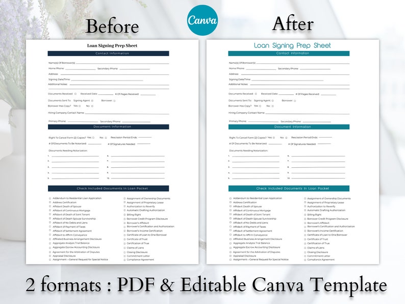 Notary Loan Signing Agent Prep Sheet Notary Signing Agent Checklist ...
