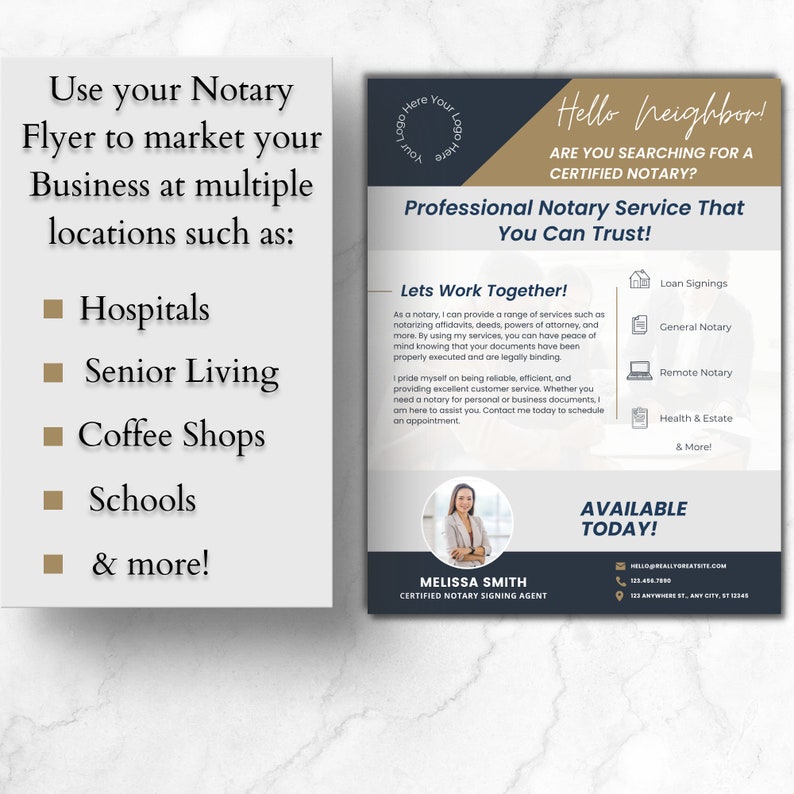 Notary Public Marketing Flyer Template: Mobile Notary Design (instant ...