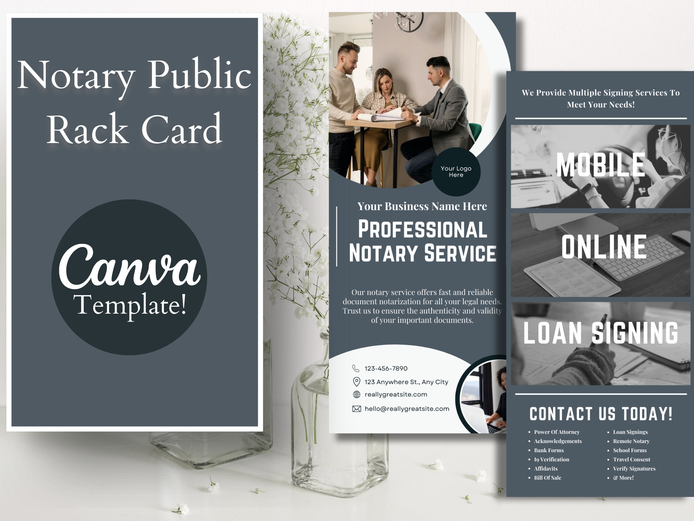 Notary Public Rack Card Template | Multipurpose Mobile Notary Brochure ...