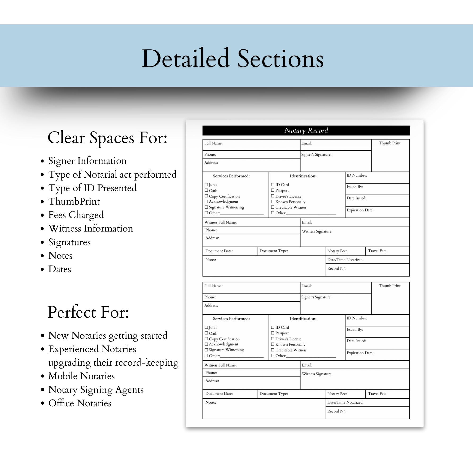Notary Journal Template | Printable Notary Log Book | Notary Records ...