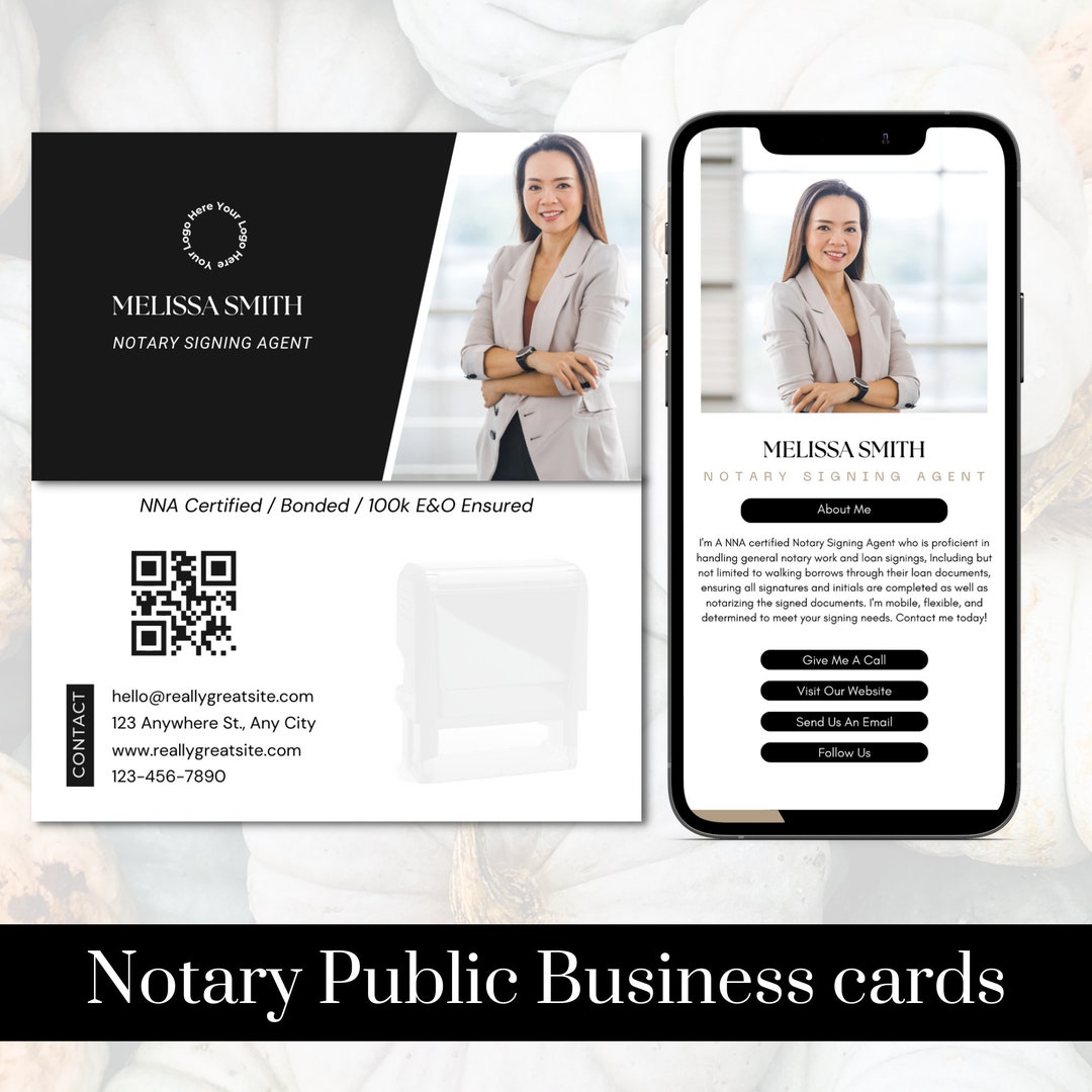 Modern Notary Business Card Template: Printable & Digital (canva) - Etsy