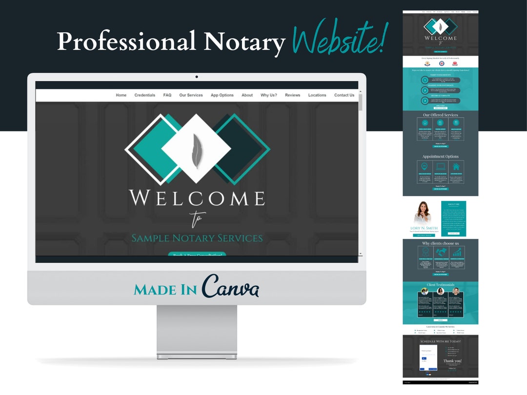 Notary Public Website Template: Professional Canva Design (digital ...