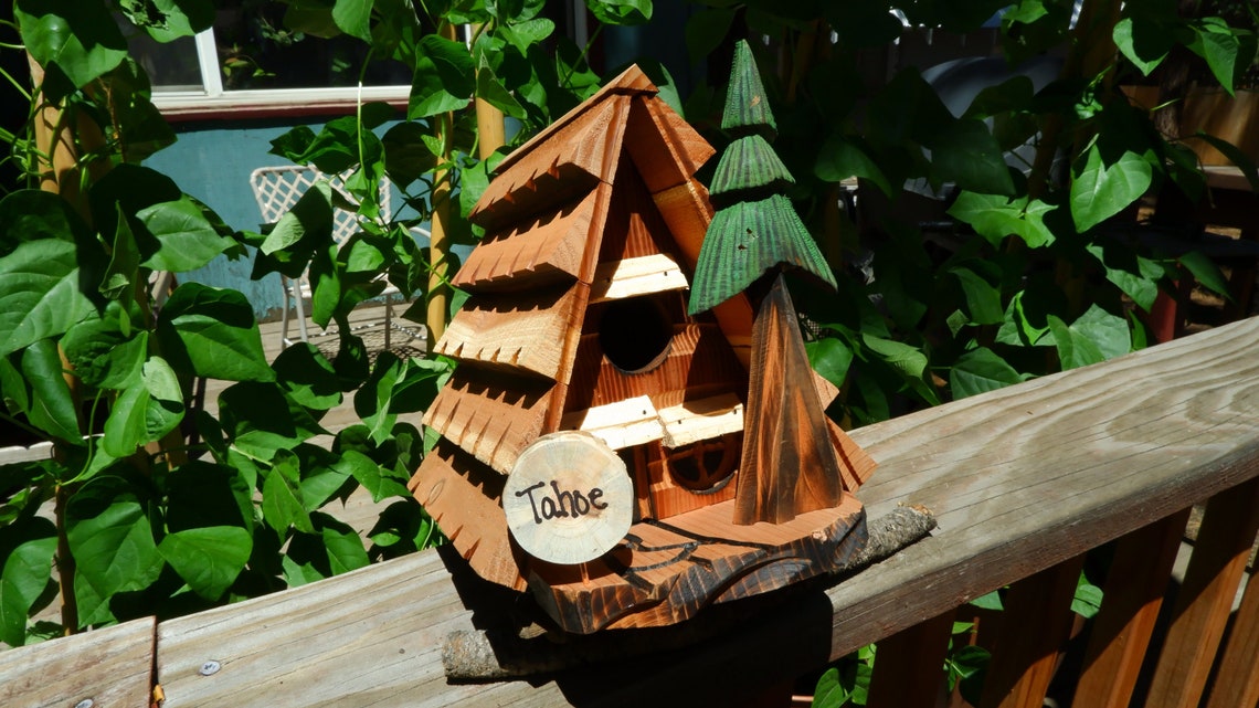 Unique A-frame Wood Birdhouse - Etsy