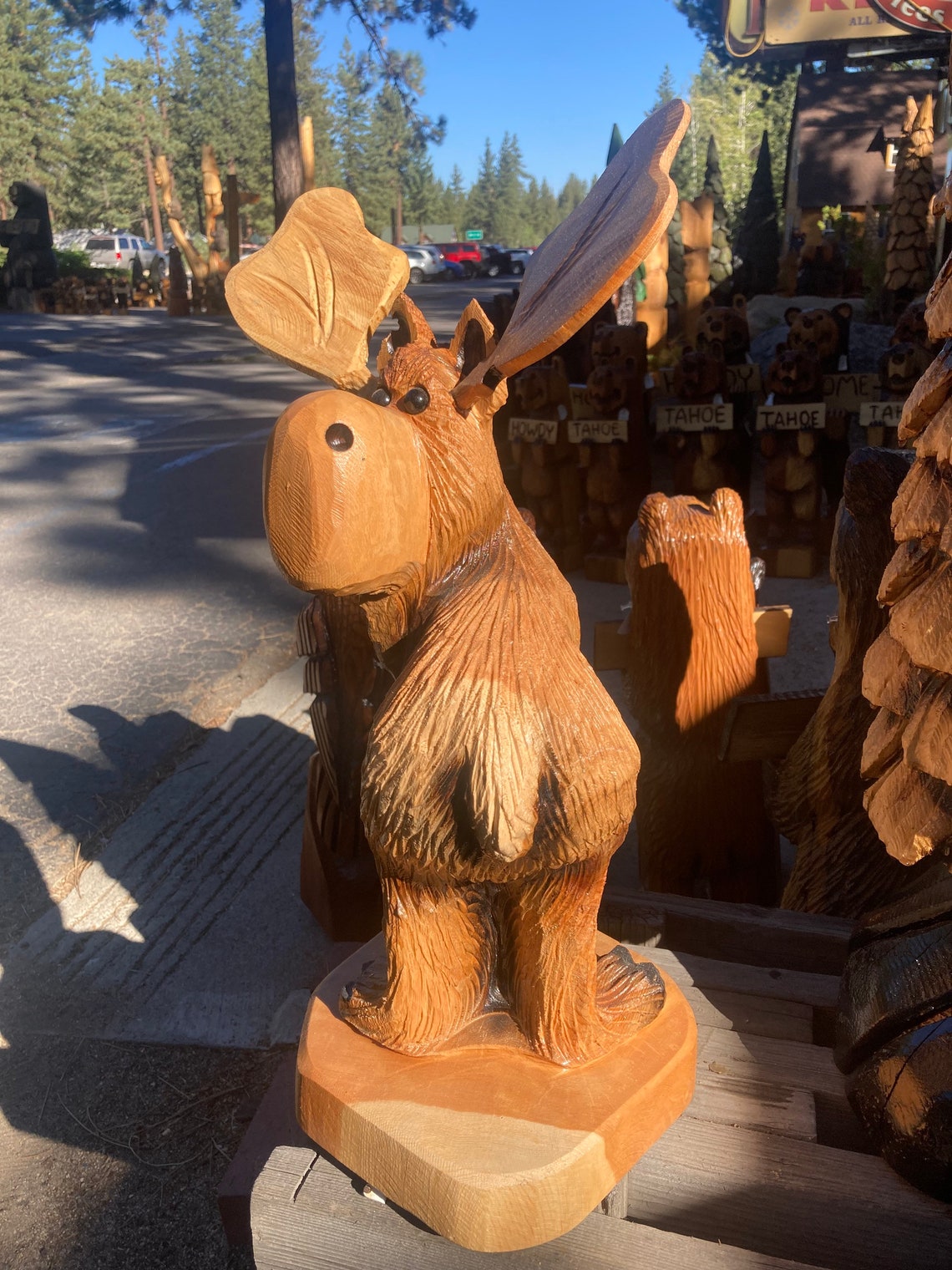 Large Wood Carved Booty Moose Chainsaw Art - Etsy