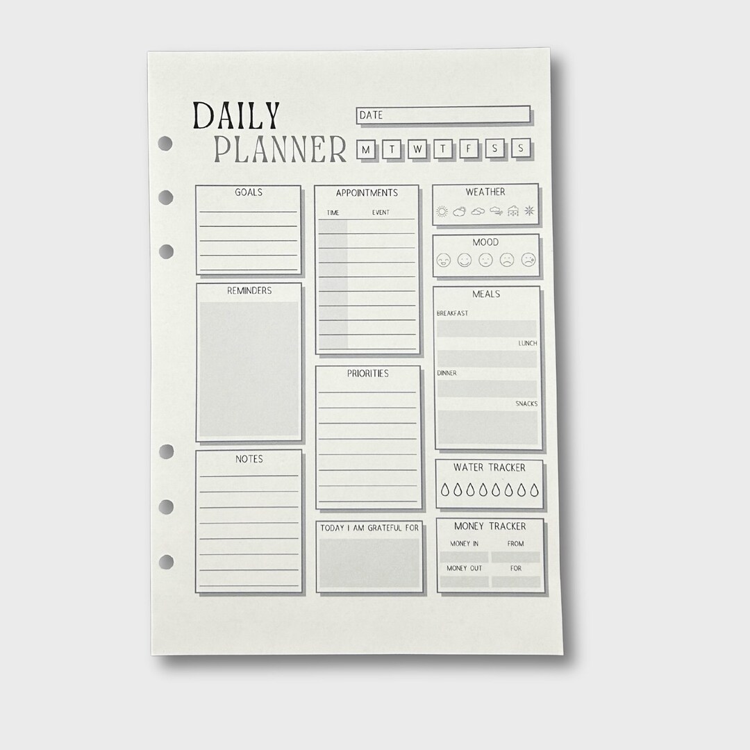 Undated Daily Planning Multi-tracking Loose A5 Planner Pages - Etsy