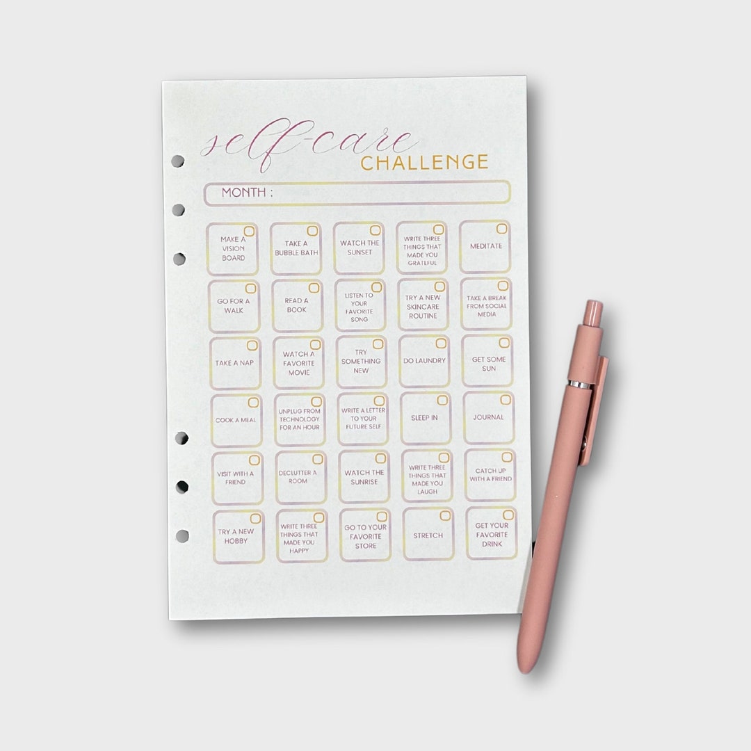Undated Monthly Self-care Challenge Loose A5 Planner Pages - Etsy