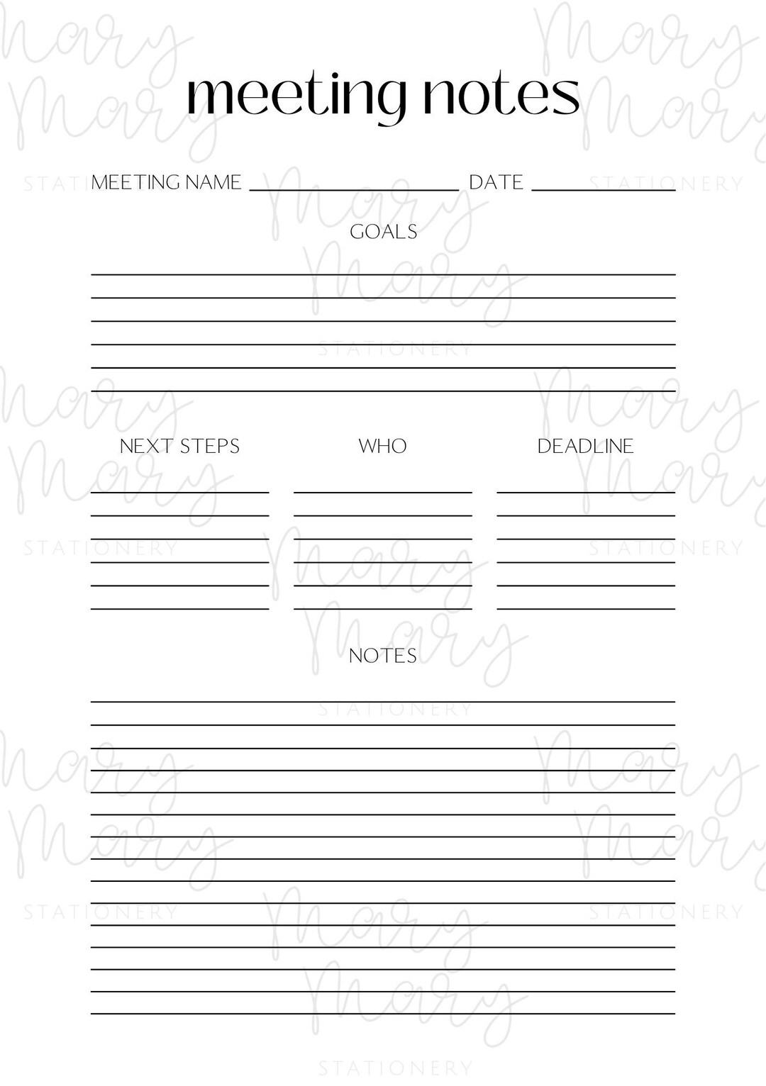 Digital Meeting Notes Printable Planner Pages - Etsy