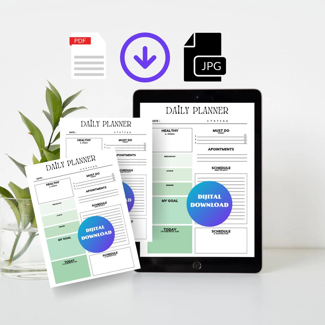 Printable Daily Planner for Organized Living, Daily Planner, Digital ...