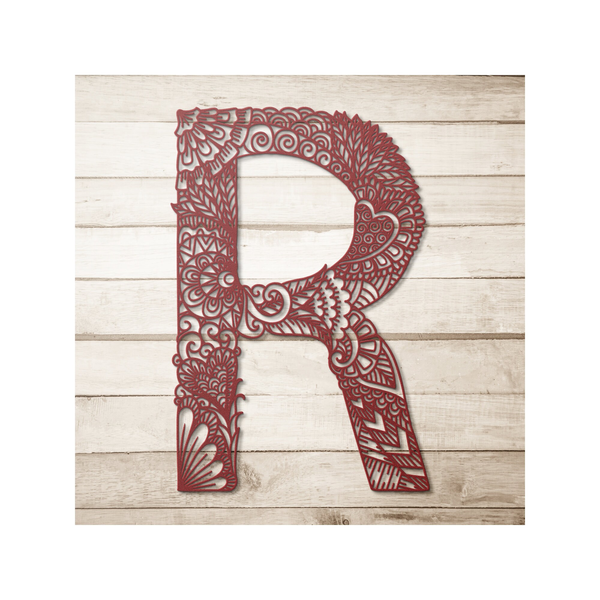 R Alphabet Monogram Metal Wall Art Deco, Letter R Metal Art Print, Line ...