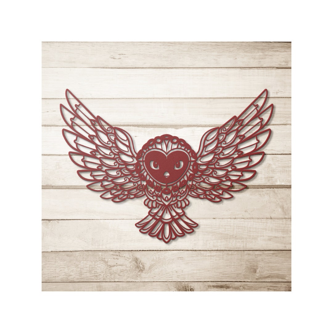 Metal Flying Owl Metal Wall Sign, Owl Metal Wall Art, Owl Wall Decor ...