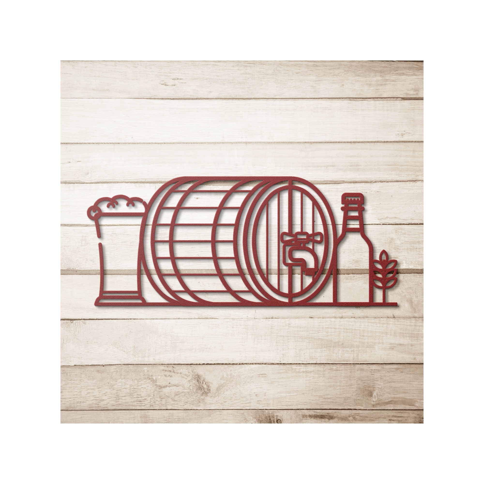 Beer Barrel Wall Art, Beer Wall Decor, Alcohol Metal Sculpture, Bar ...