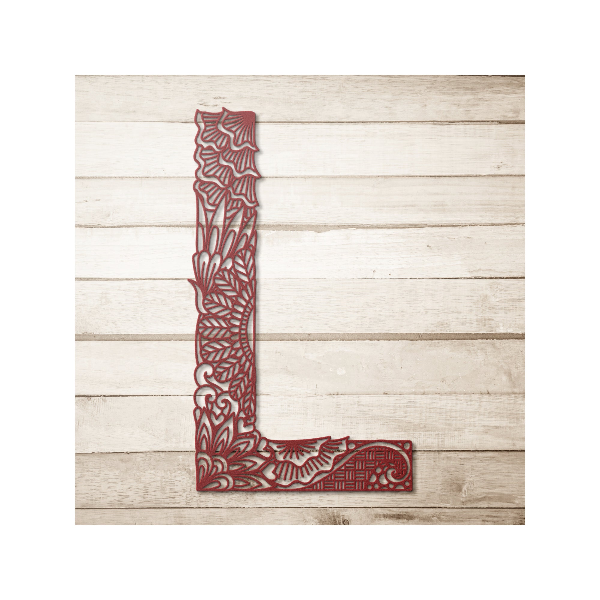 L Alphabet Monogram Metal Wall Art Deco, Letter L Metal Art Print, Line ...
