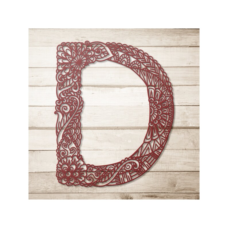 Letter D Monogram Metal Wall Art Deco, Alphabet D Art Print, Line Art ...