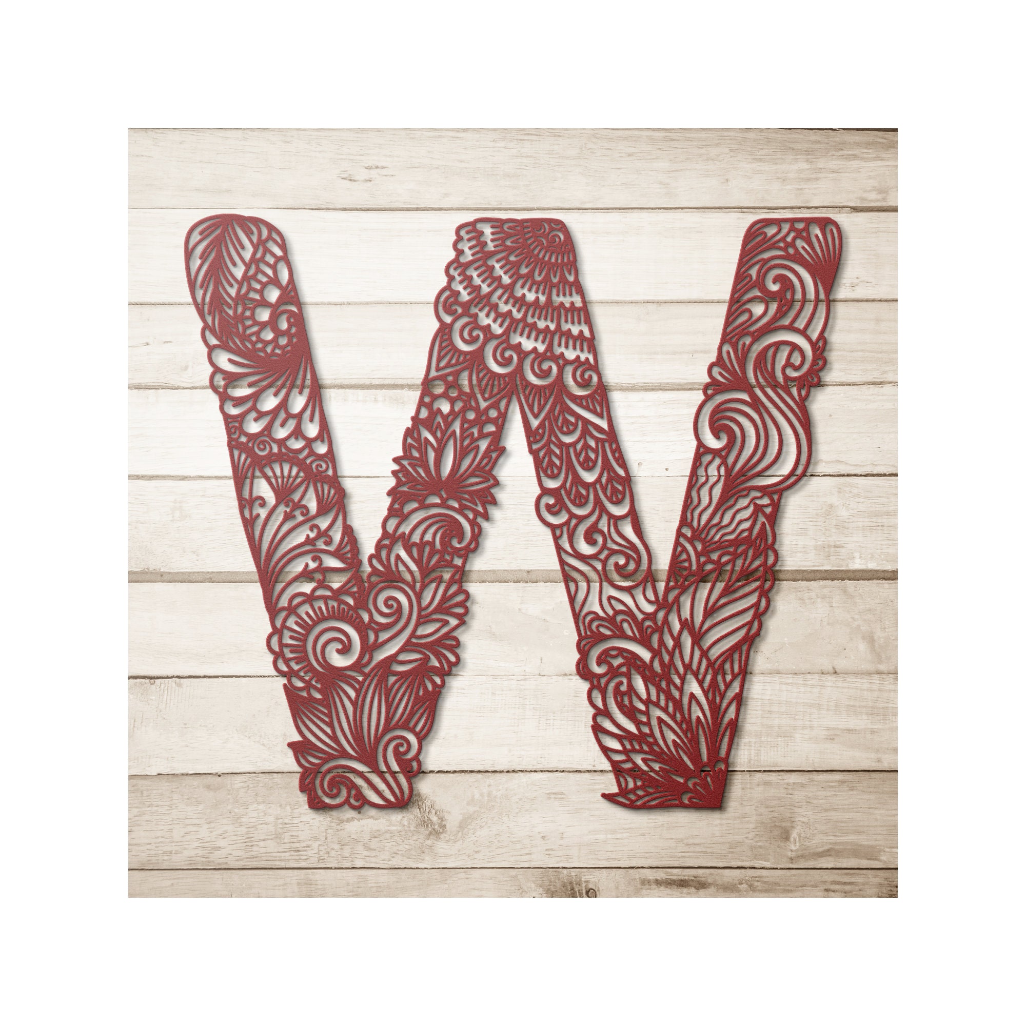 W Alphabet W Monogram Metal Wall Art Deco, Letter W Metal Art Print ...