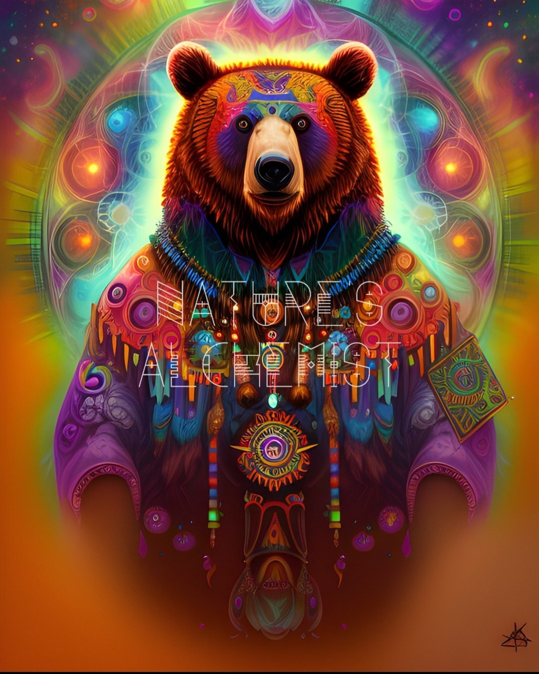 Shamanic Visonary Art Bear Canvas 20x16 - Etsy
