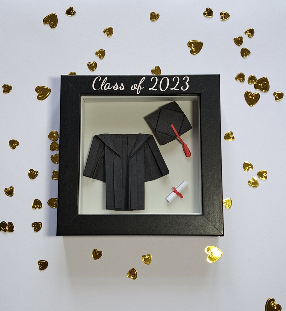 Graduation 3D Shadow Box Origami Cap, Gown and Scroll - Etsy