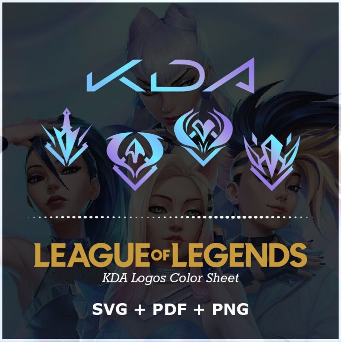 League of Legends K-pop KDA - Logo Color Sheet - Download Vector Logo - Etsy
