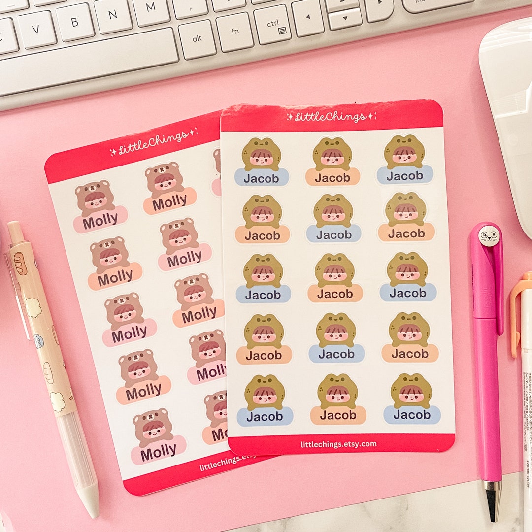 Kawaii Name Stickers - Sofi and Sami - Cute Characters - Daycare Labels ...