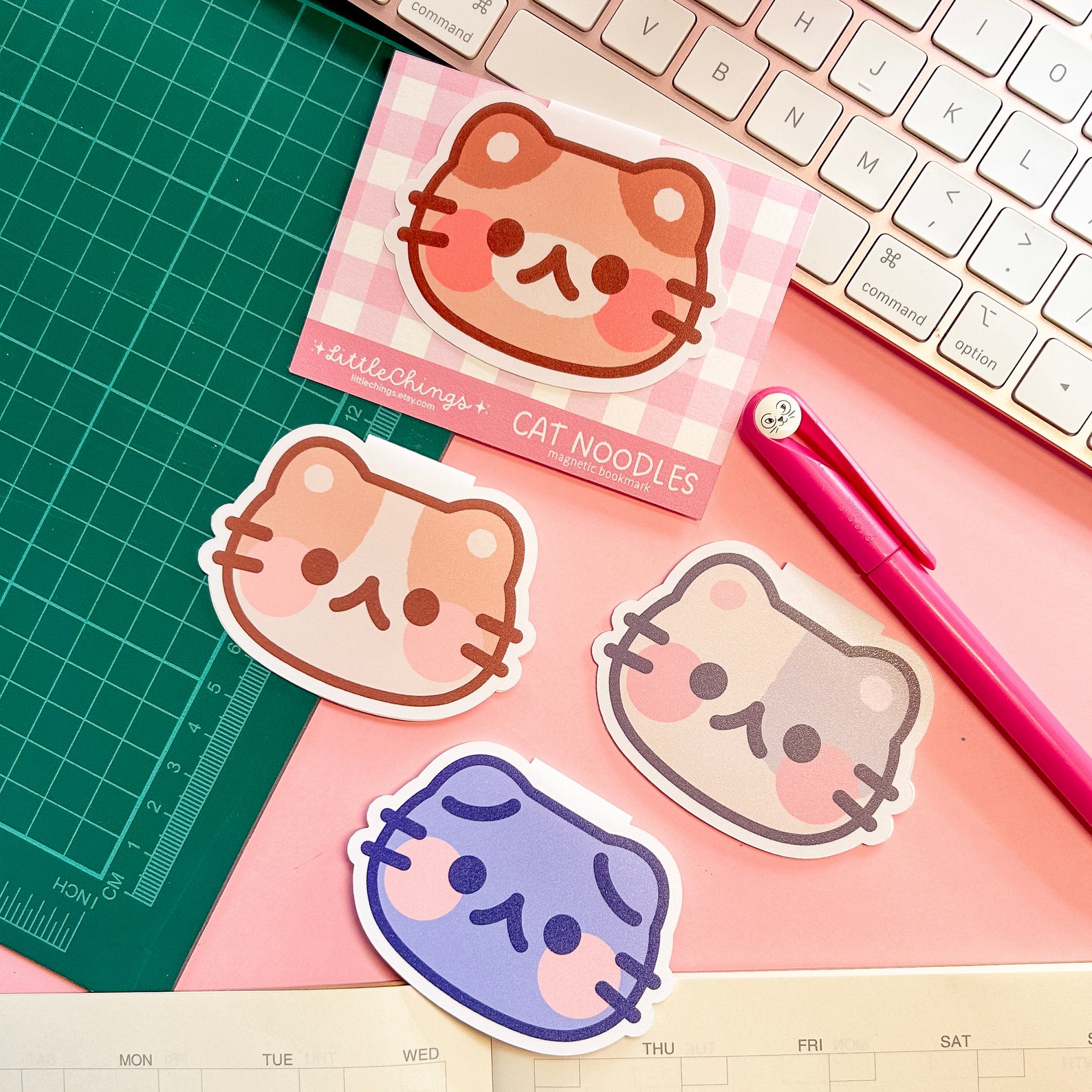 Cat Noodles Magnetic Bookmarks - Kawaii Bookmarks - Etsy
