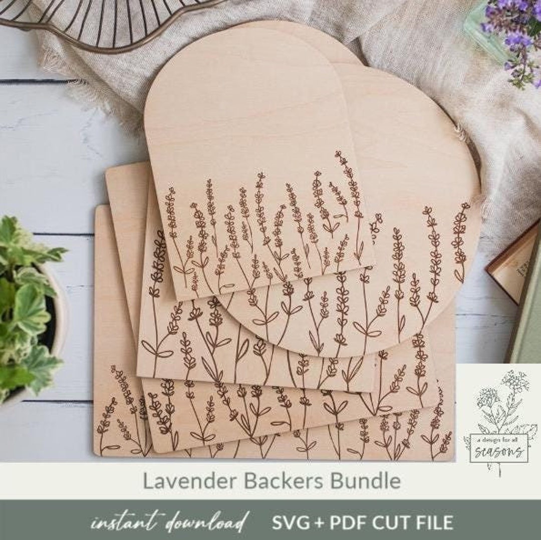 SVG Engraved Lavender Backers Cut File Bundle, Modern Botanical Family ...