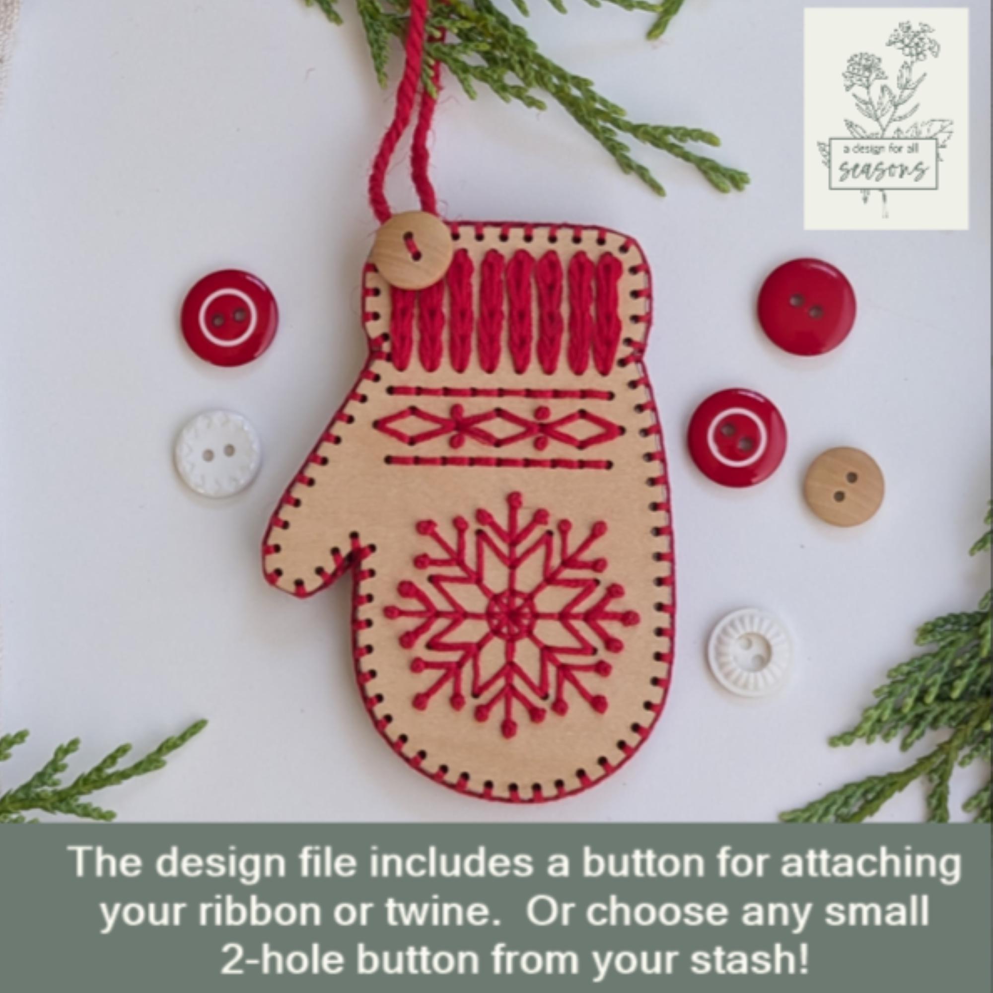 Embroidered Mitten Christmas Tree Ornament SVG | Laser Ready Embroidery ...