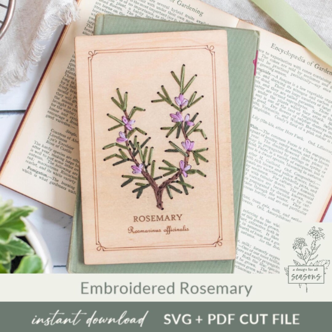 Embroidered Rosemary Pattern SVG | Botanical Herb Decor | DIY ...