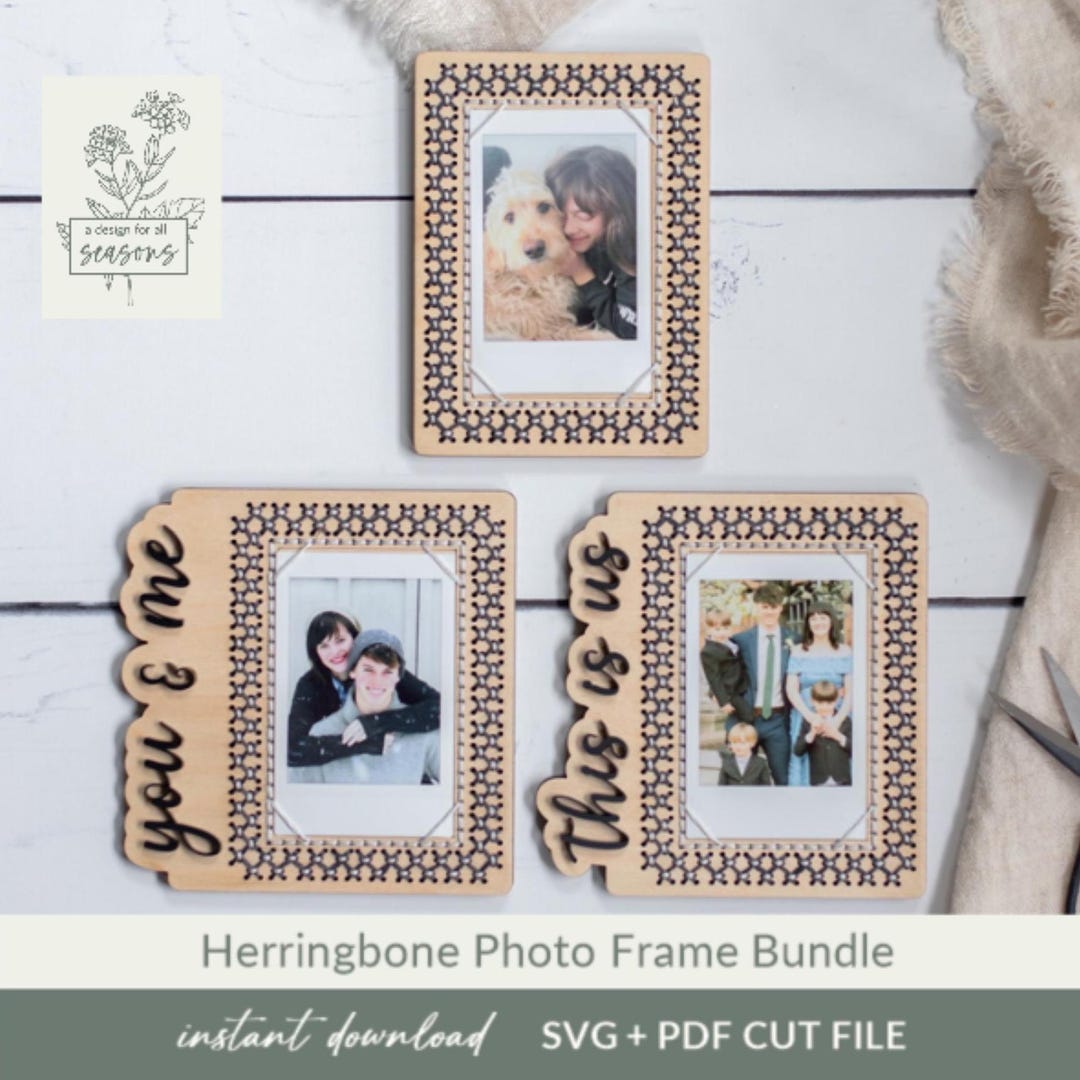 Embroidered Photo Frames SVG Bundle | Beginner Embroidery Herringbone ...