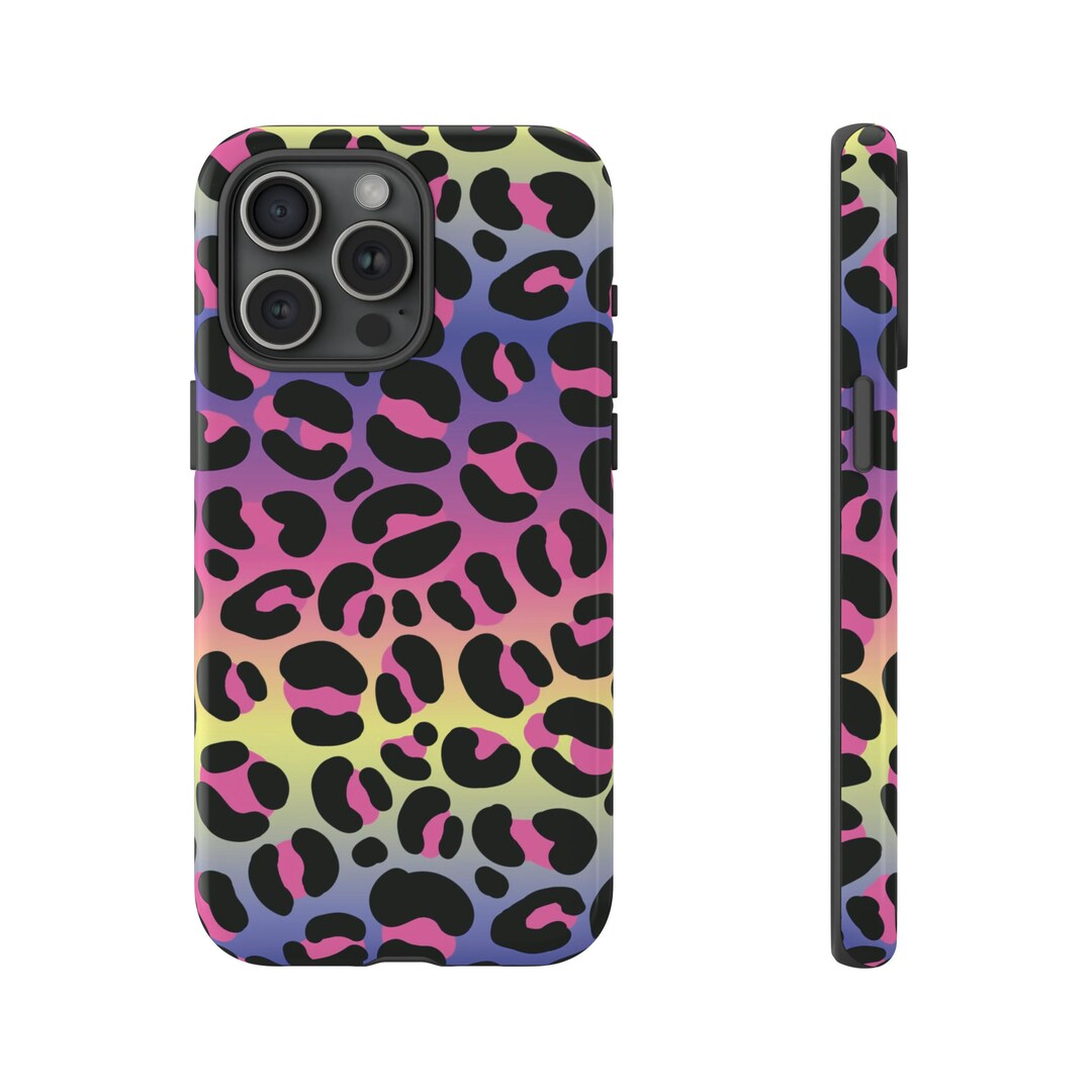 Neon Leopard Phone Case, , Animal Print Phone Case, Neon Rainbow Leopard Print Phone Case ...
