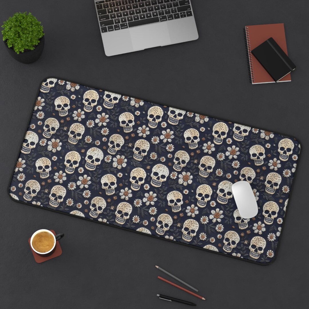 Skeleton Desk Mat, Floral Desk Mat, Cottagecore Desk Mat, Horror Desk ...