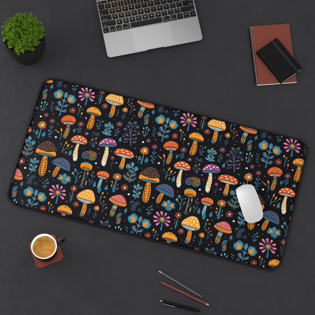 Mushroom Desk Mat, Cottagecore Desk Mat, Dice Rolling Mat, Fantasy Desk ...