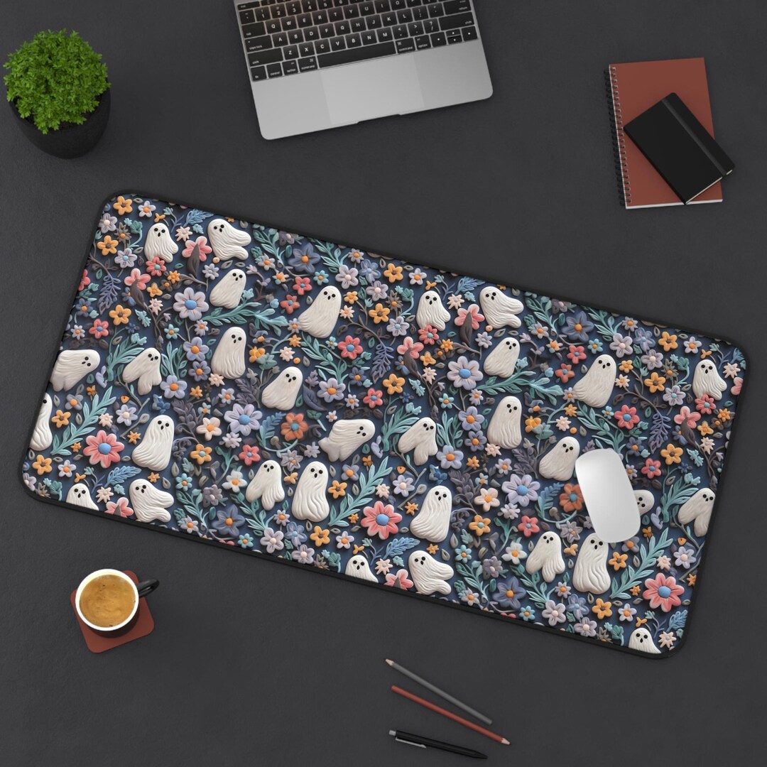 Ghost Desk Mat, Floral Desk Mat, Cottagecore Desk Mat, Fantasy Desk Mat ...