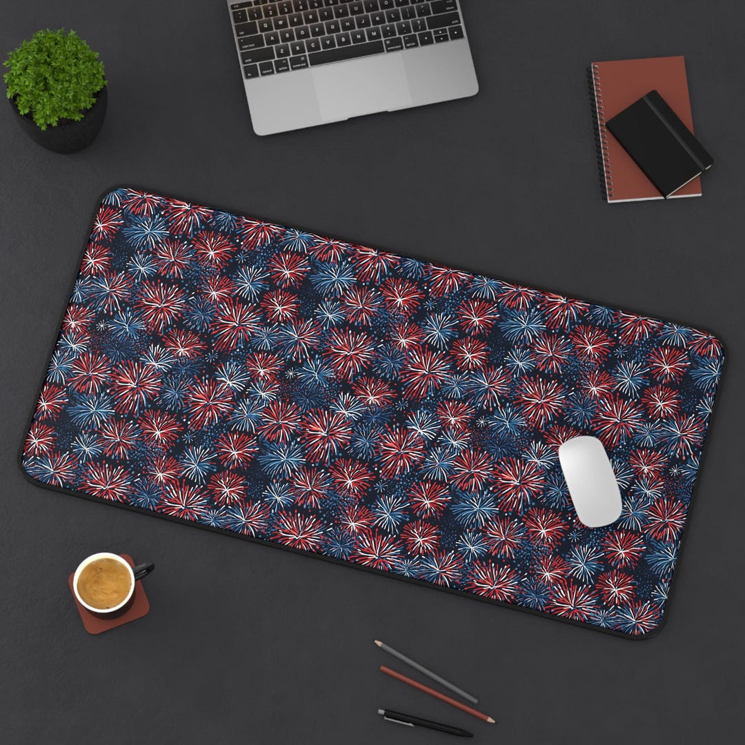 Fireworks Desk Mat, American Flag Desk Mat, Patriotic Desk Mat, 4th of ...