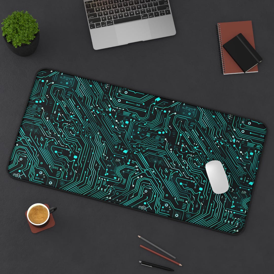 Circuit Board Desk Mat, Cyberpunk Desk Mat, Nerdy Desk Mat, Retro Desk ...