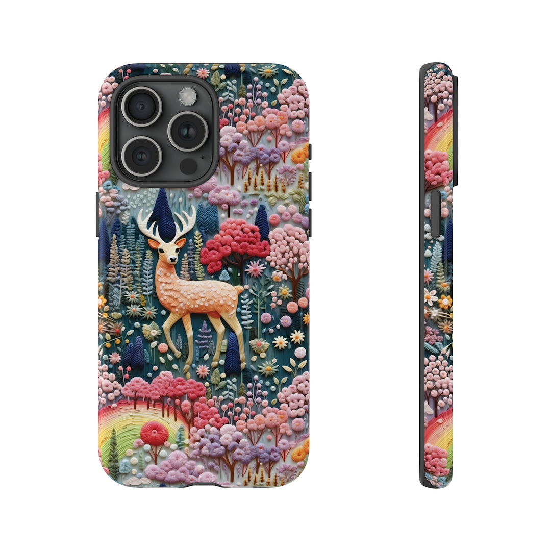 Fantasy Rainbow Forest Phone Case, Captivating Woodland Deer Phone Case ...