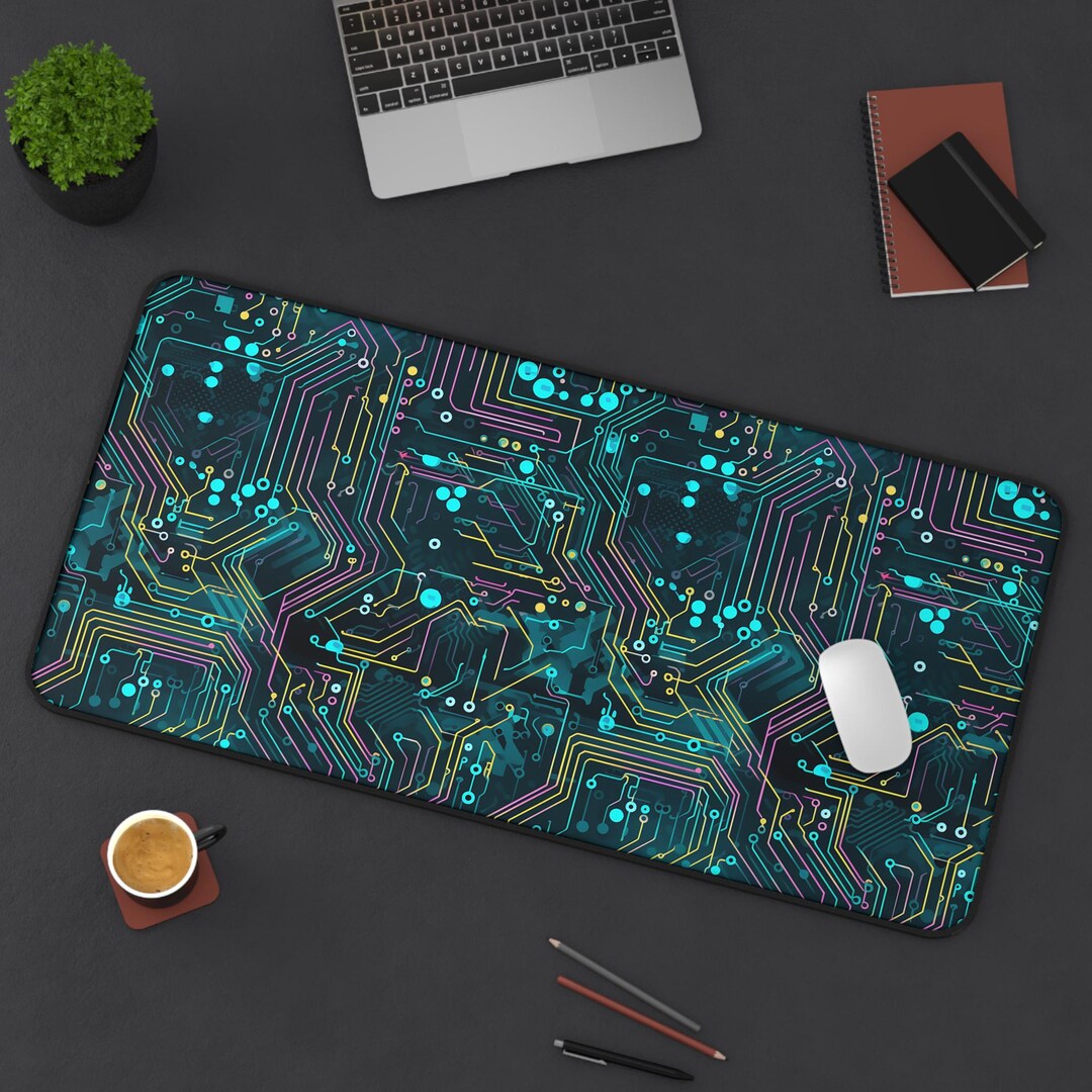 Circuit Board Desk Mat, Cyberpunk Desk Mat, Nerdy Desk Mat, Retro Desk ...