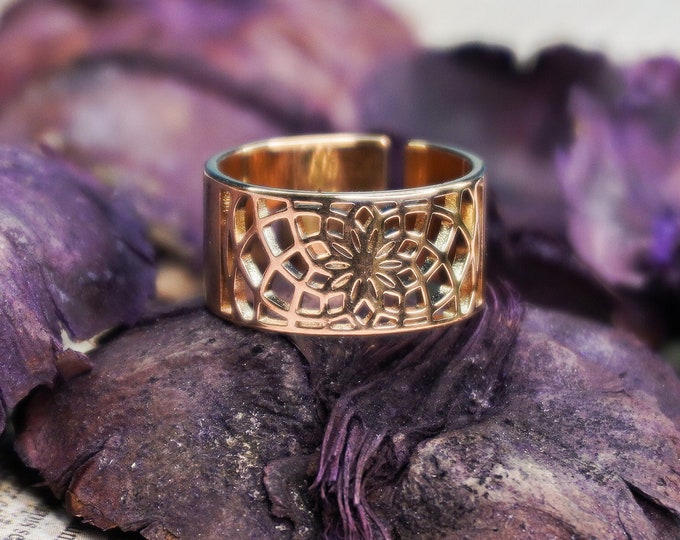The Torus Sacred Geometry Band Ring, Adjustable Resizable Geometric ...