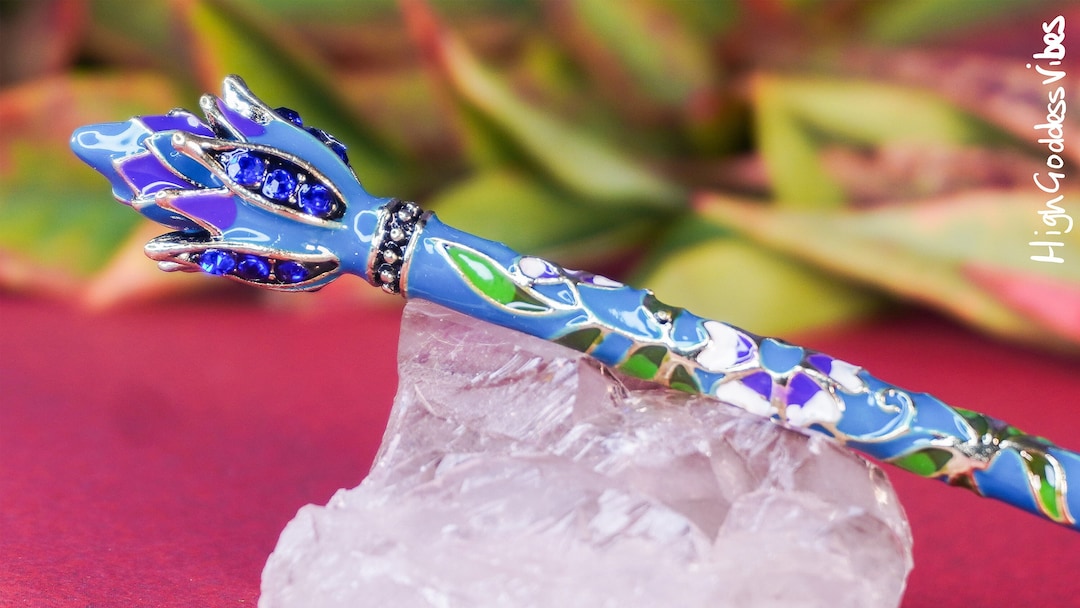 Lotus Hair Stick ~ Cloisonné Style Hairstick, Enamel and Crystal Red ...