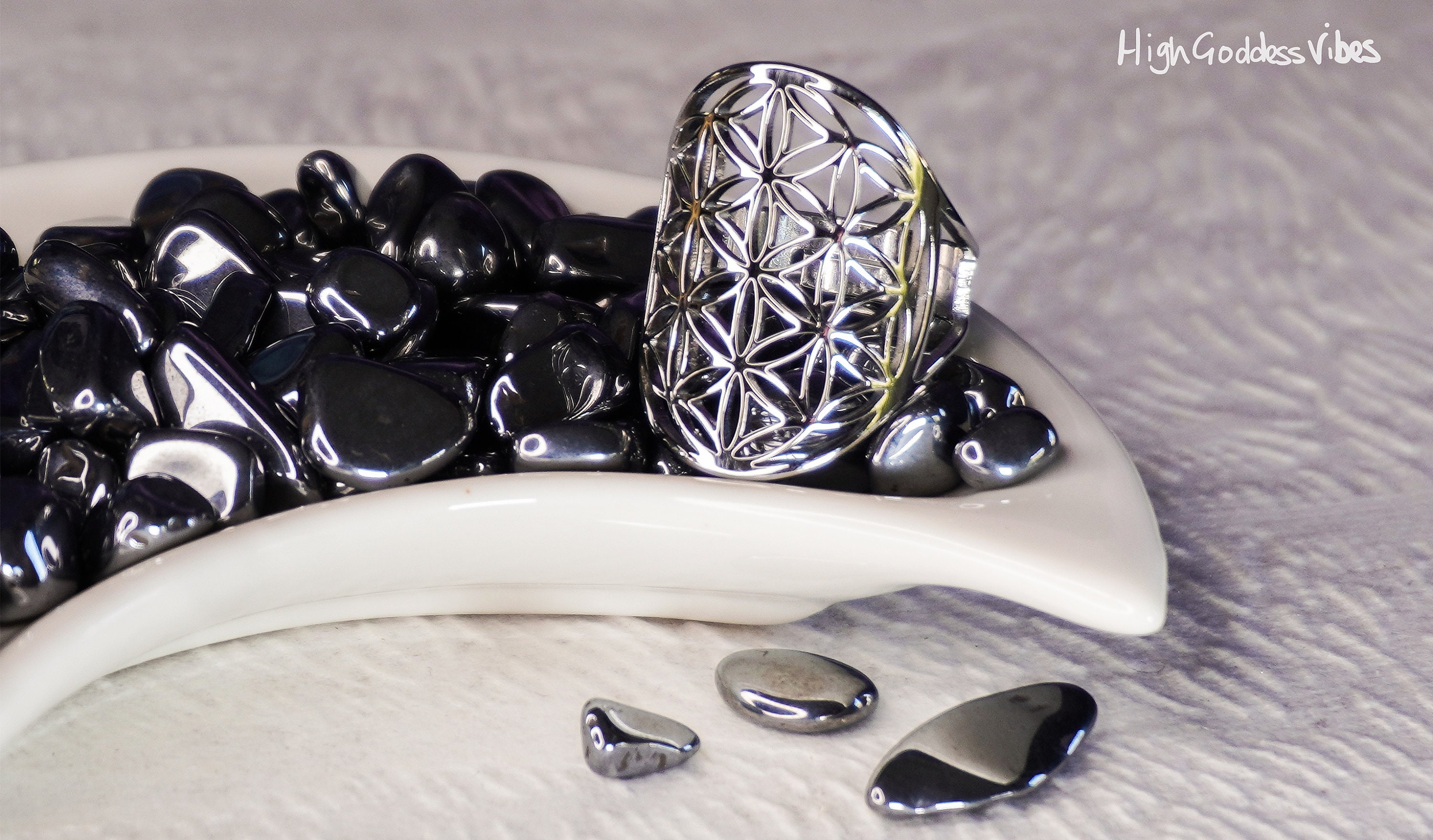 Flower of Life Sacred Geometry Ring Rose Gold Silver, Resizable ...