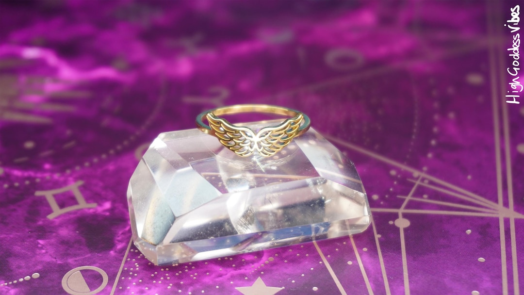 Dainty Angel Wings Ring - Silver & Gold, Minimal Boho Angels Wing ...