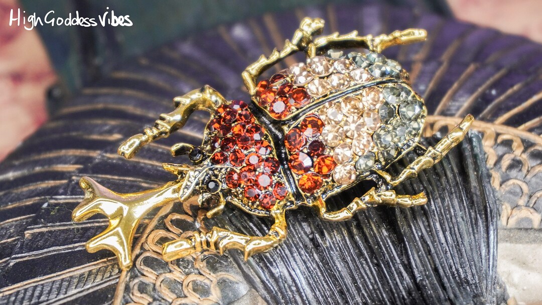 Crystal Beetle Brooch - Totem Spirit Animal Accessory Pin, Goth Gothic ...