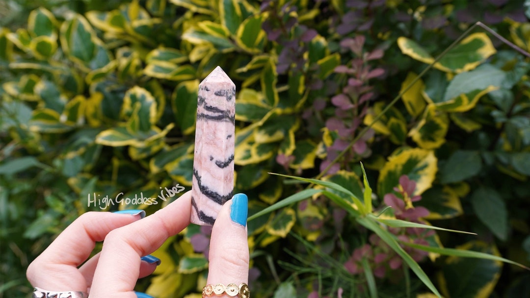 Pink Zebra Jasper Point - Genuine Crystal Generator Tower, Natural ...