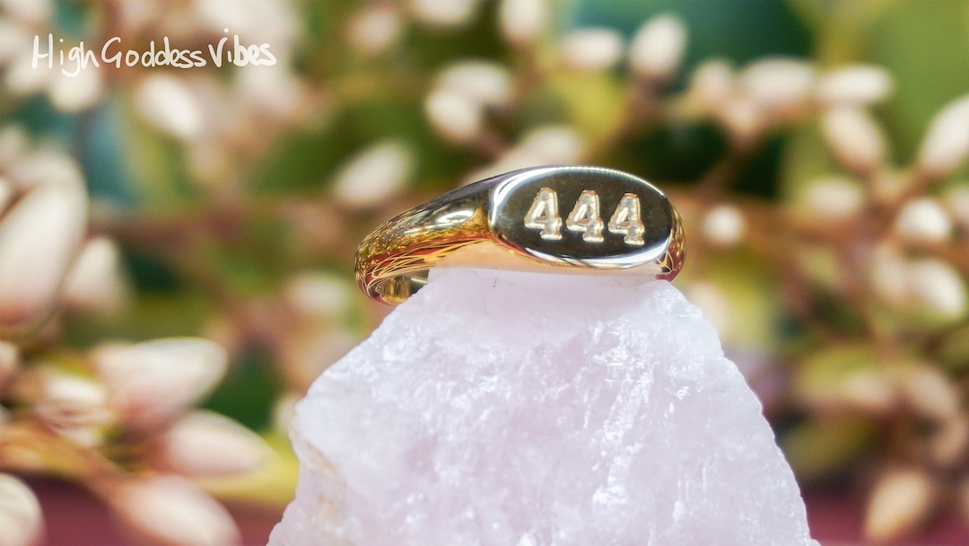 Angel Number Slim Signet Ring - 111 222 333 444 555 666 777 888 999 ...